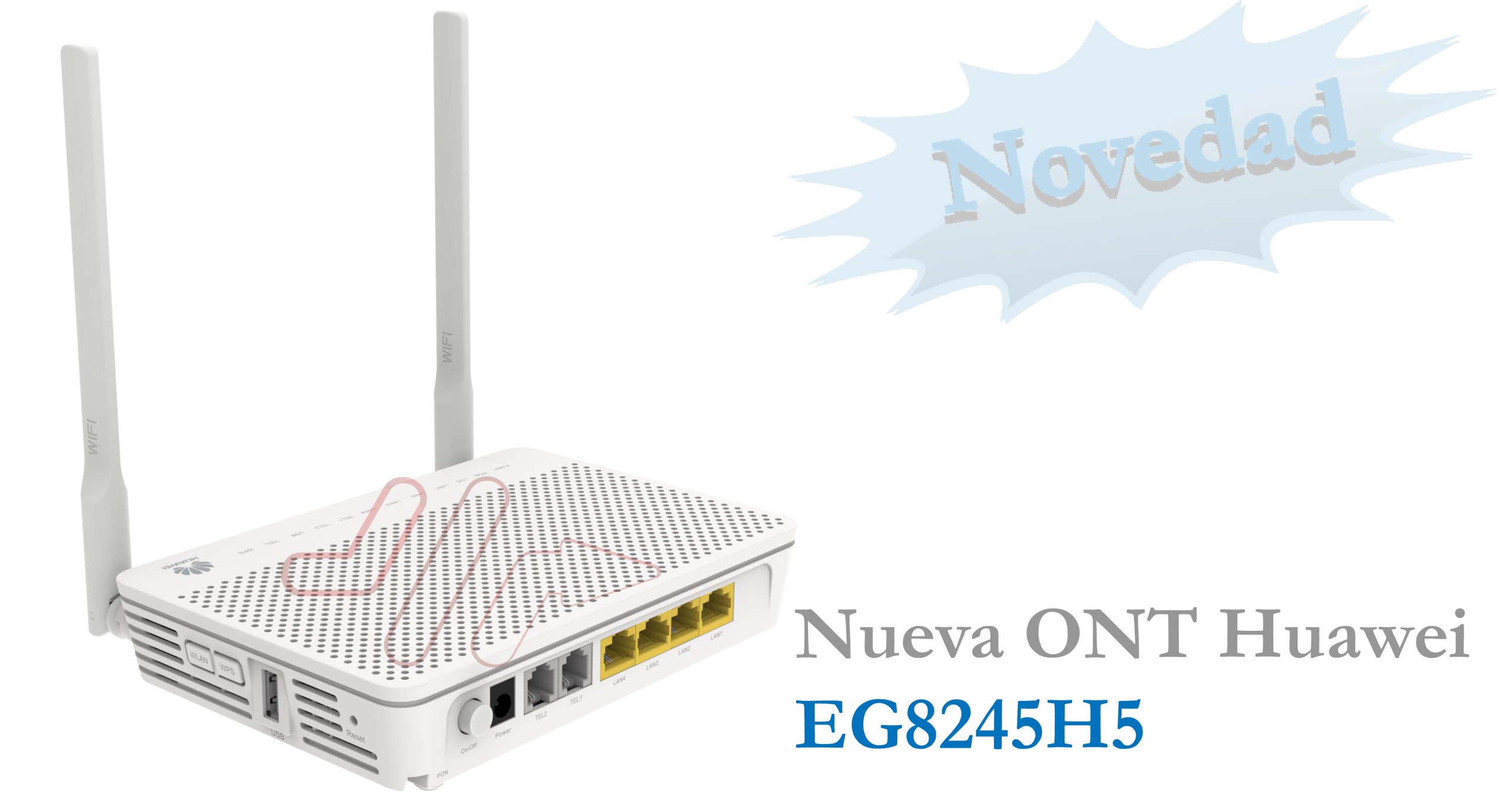 ONT GPON Huawei EG8245H5, 4 puertos GE y 2 POTS con router wifi